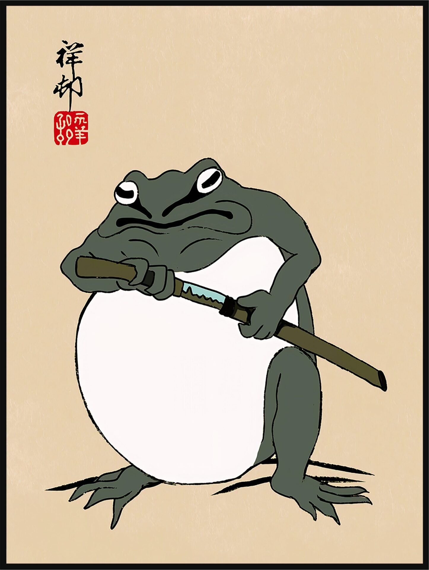 Matsumoto Hoji Japanese Samurai Frog Poster, Funny Frog Print – SAMILA HOME