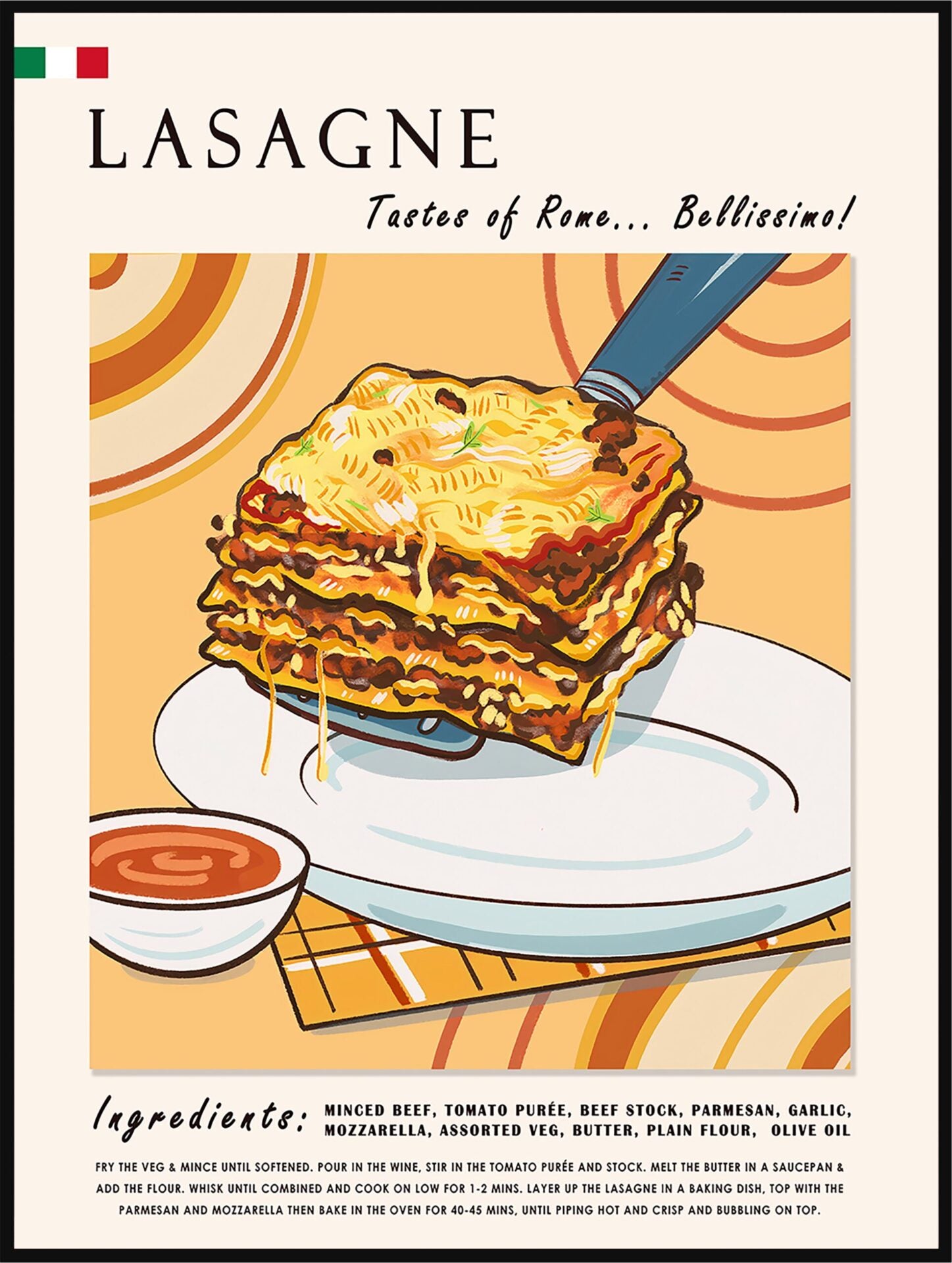 Italian Lasagne Poster, Italian Food Wall Art – SAMILA HOME